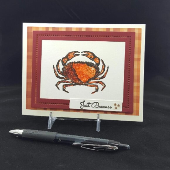 Hand Crafted | Office | Crab Note Card Just Because W Rhinestones Cream ...